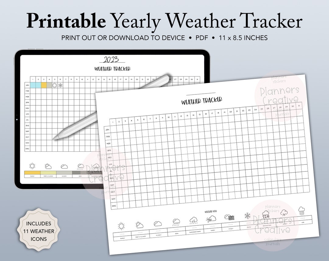 Weather Tracker Printable Weather Icons Weather Worksheet - Etsy