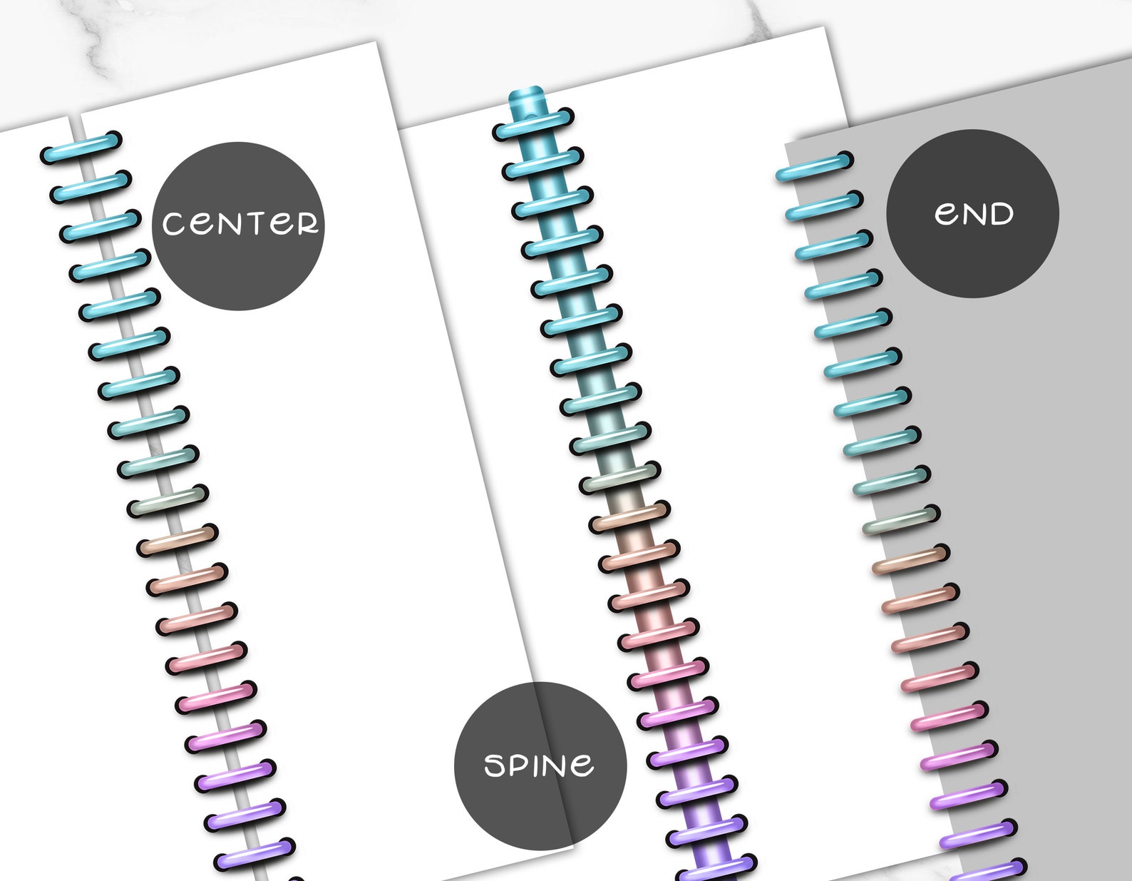 Digital Planner Rings for Binder, Png, 3D, Rainbow Rings, Pink, Purple ...