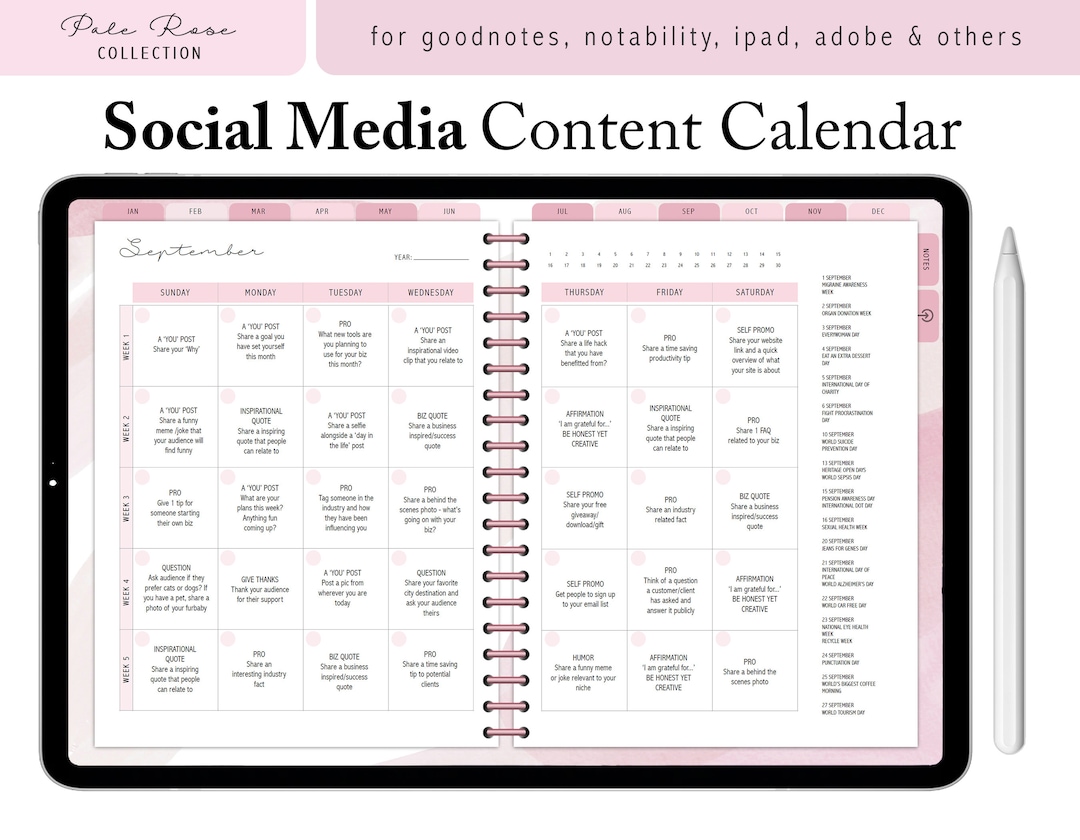 Social Media Calendar, Social Media Posts, Instagram Planner, Facebook ...