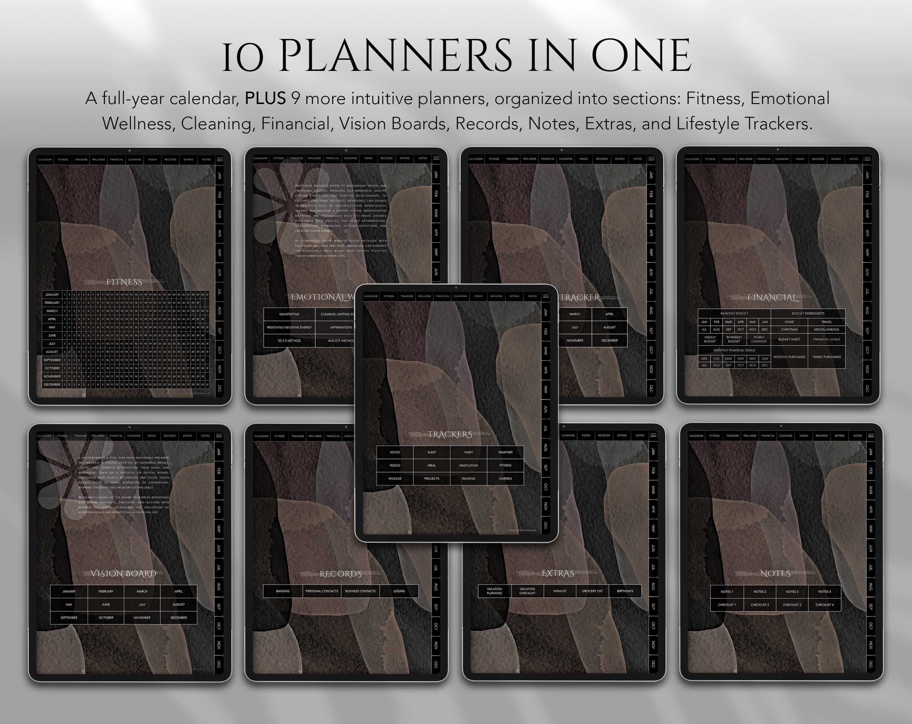 Dark Mode Planner Undated Planner Daily Journaling Low Eye - Etsy