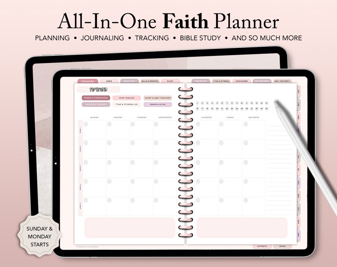 Prayer Journal, Digital Bible Study, Christian Planner, Faith Planner ...