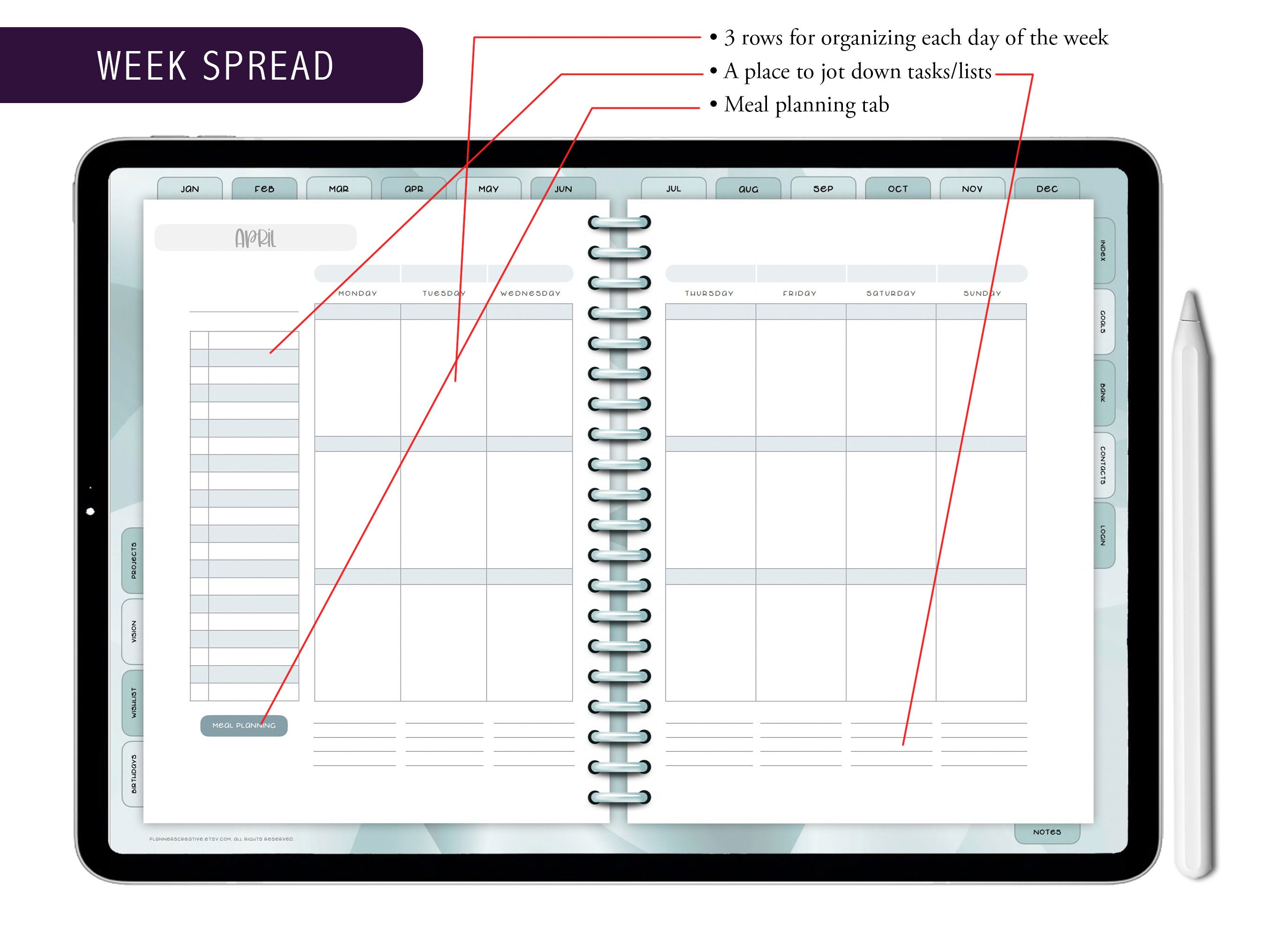 Undated Digital Planner Goodnotes Planner, Notability Mac iPad Planner ...