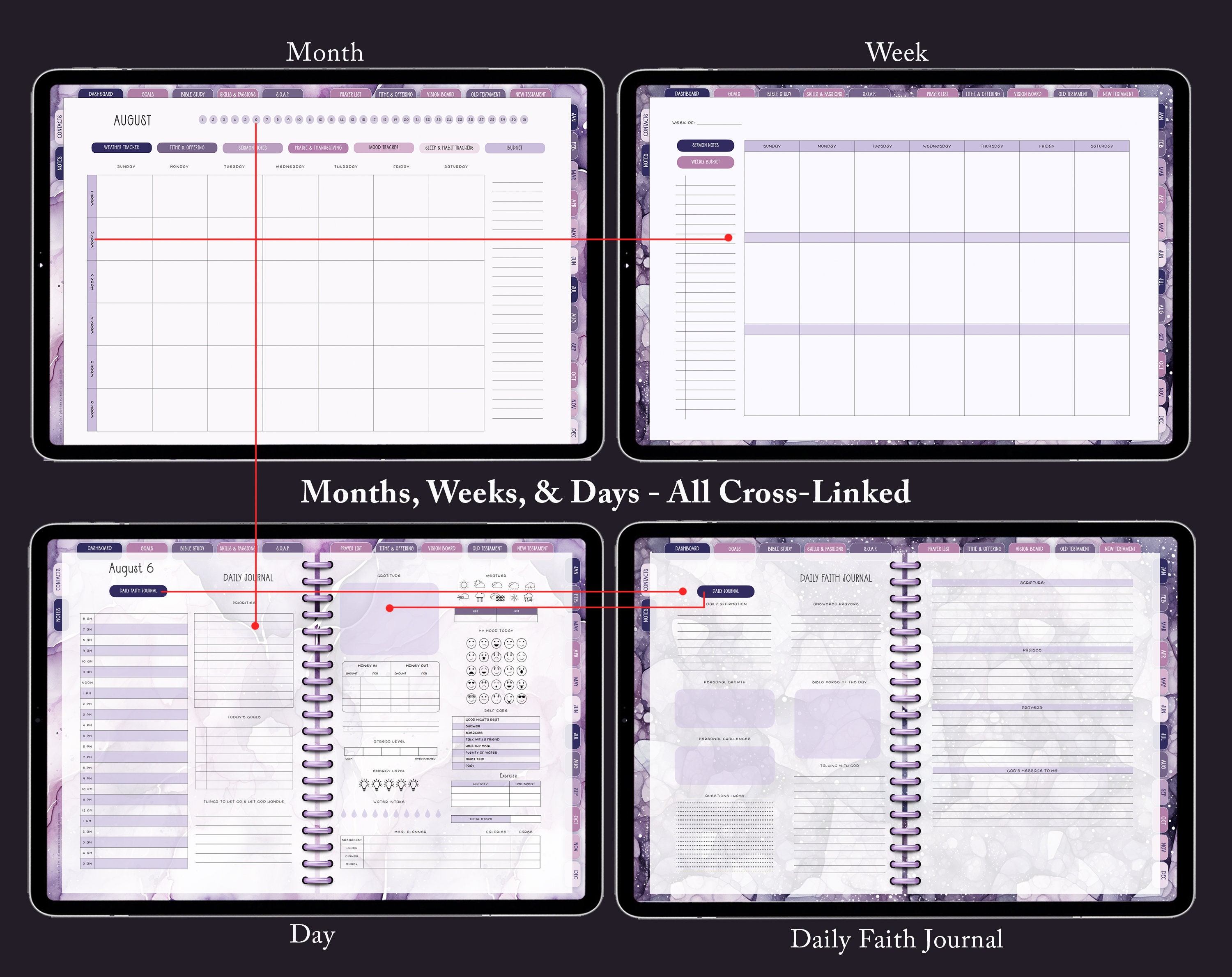 UNDATED Faith Planner, Christian Planner, Daily Prayer Journal, Bible ...