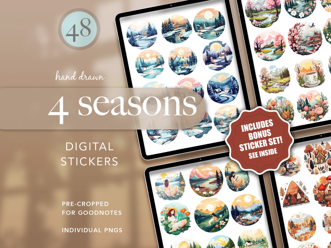 All Seasons Digital Stickers - Winter Stickers, Spring Stickers, Summer ...