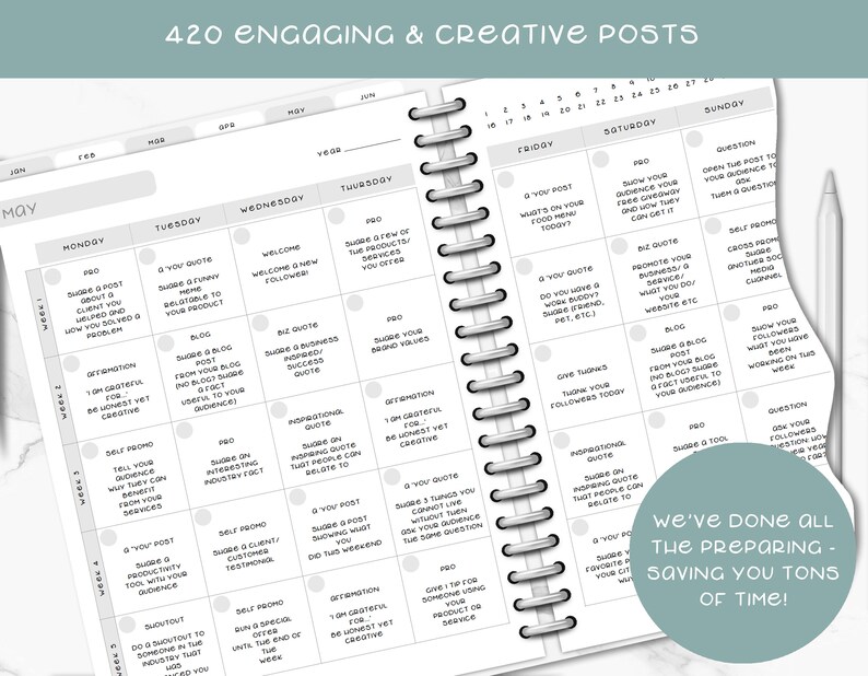 Social Media Calendar, Social Media Posts, Instagram Planner, Facebook ...