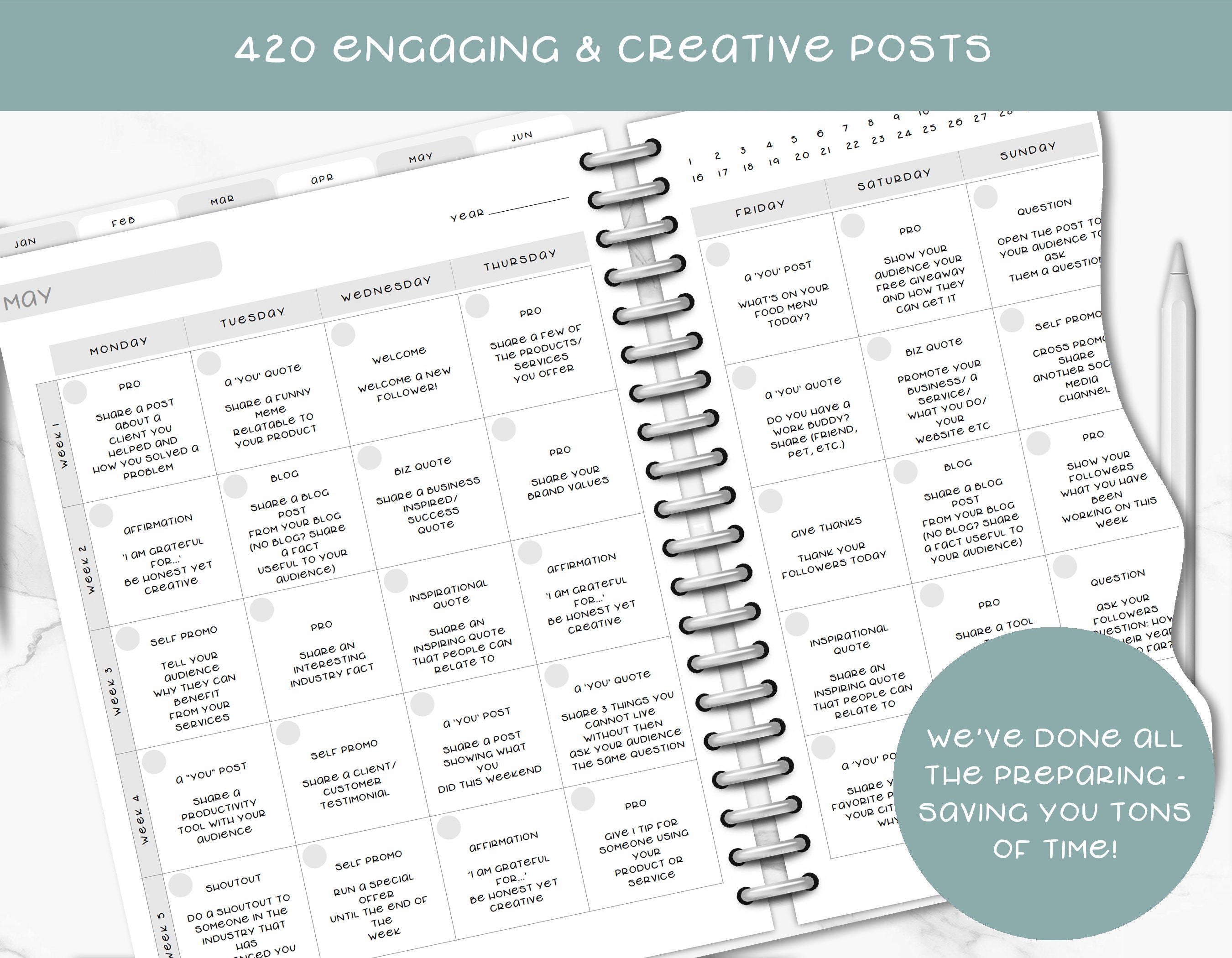 Social Media Calendar, Social Media Posts, Instagram Planner, Facebook ...