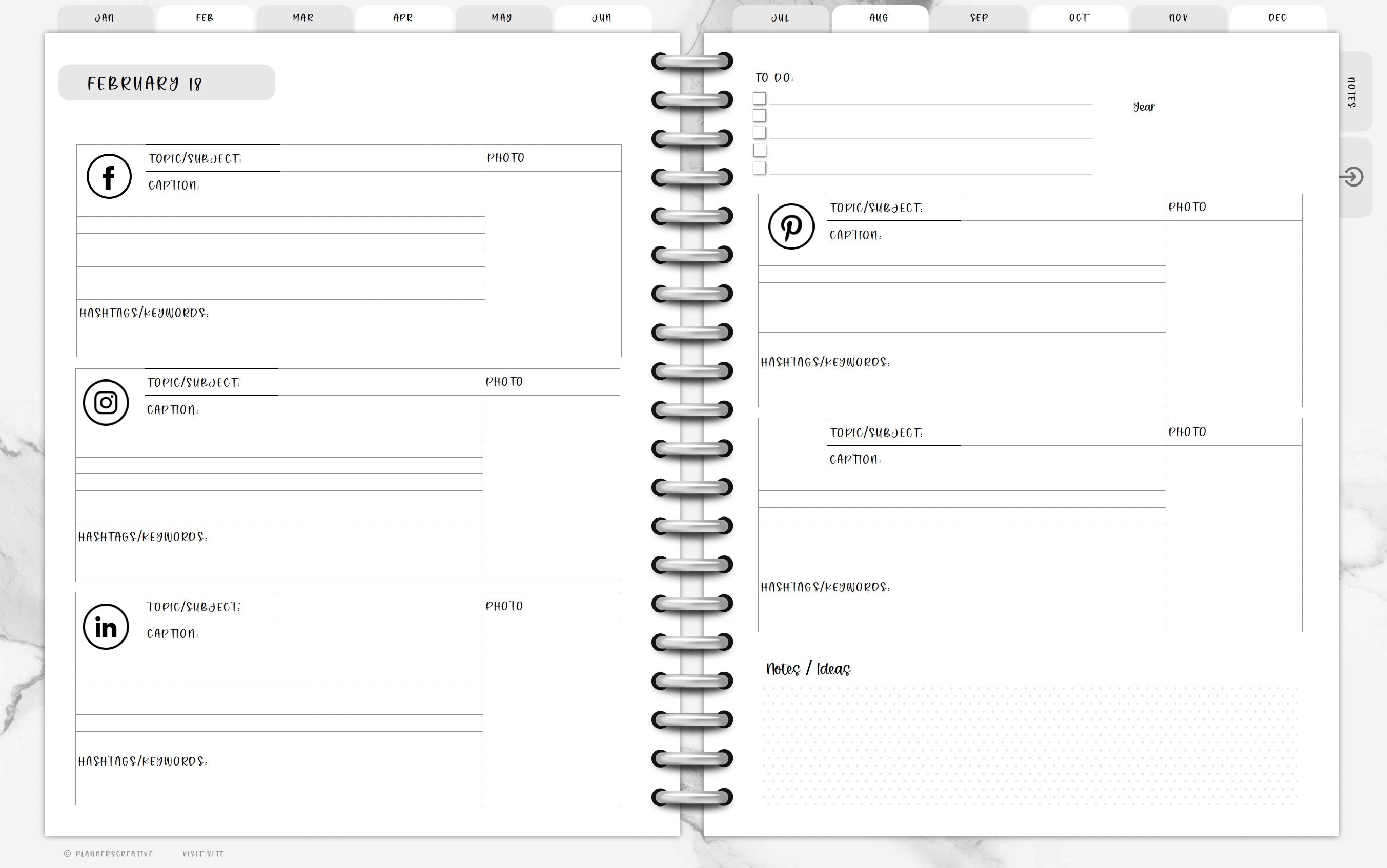 Digital Planner Rings for Binder, Png, 3D, Metallic Rose Gold, Silver ...