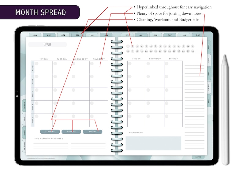 Undated Digital Planner - Goodnotes Planner, Notability Mac iPad ...