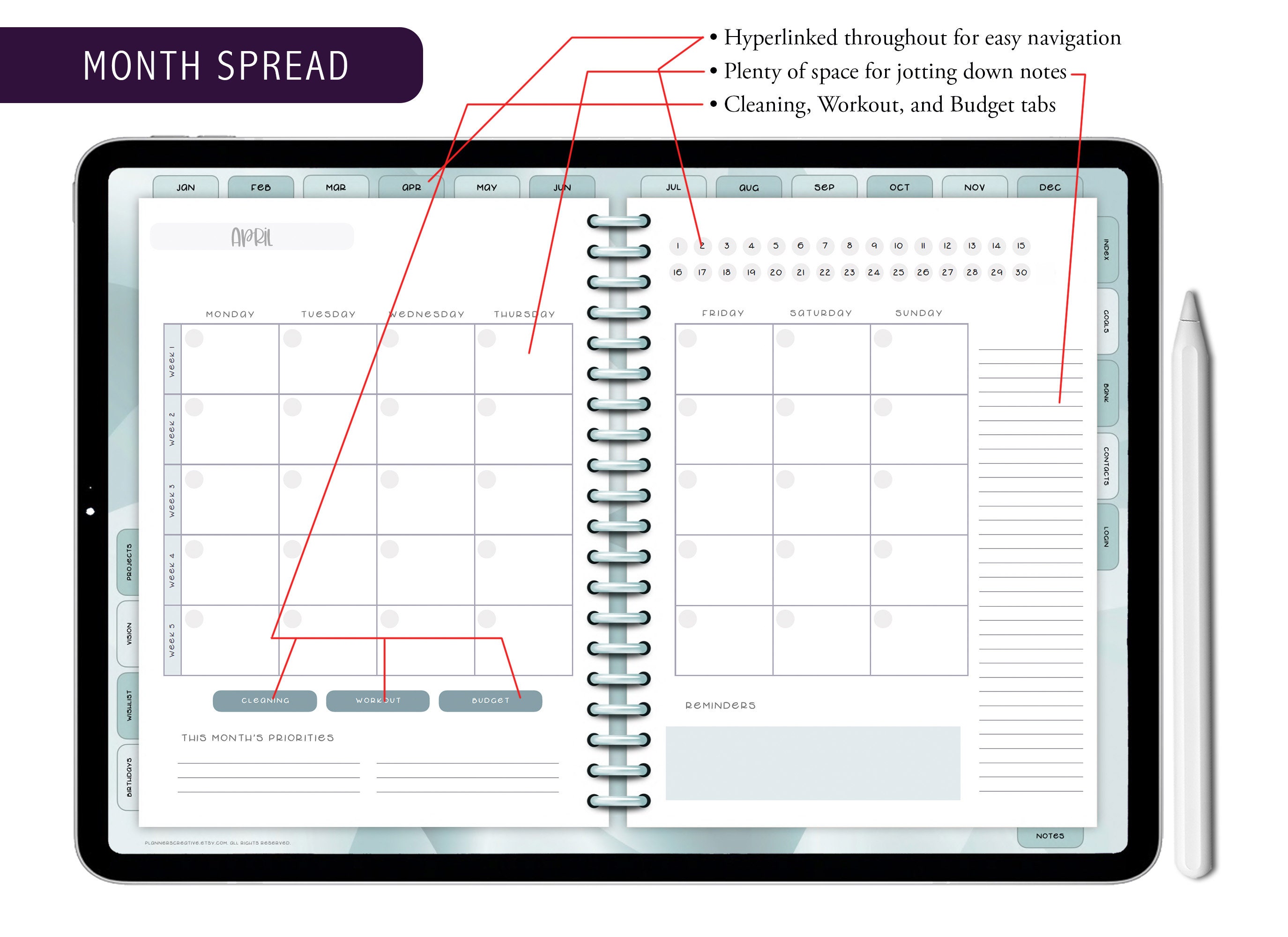 Undated Digital Planner Goodnotes Planner, Notability Mac iPad Planner ...