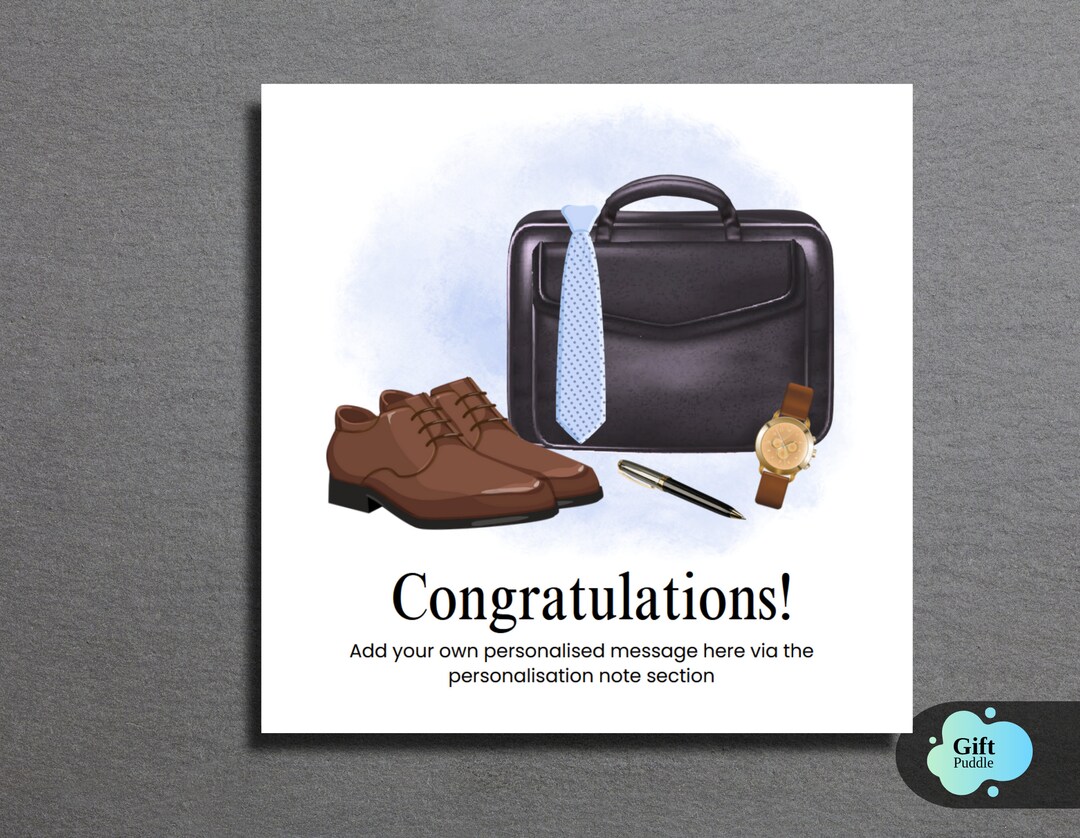 Congratulations on Job Card for Male, Formal Work Card - Etsy