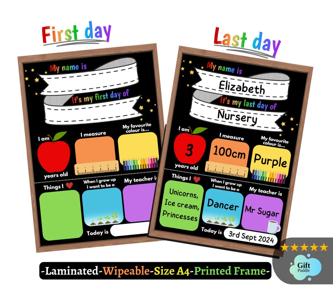 Thick Laminate First Day of Personalised Sign Last Day Sign Starting ...