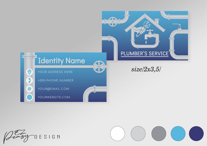 Plumber Business Card Template, Home Services, (corjl Editable, DIY ...