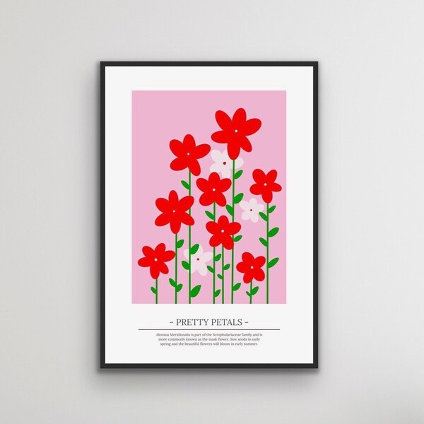 Pink and Red Print - Etsy