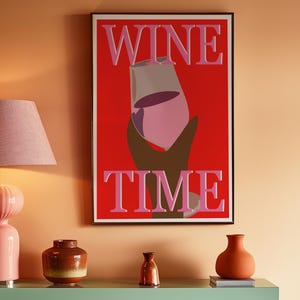 Wine Time Red Art Print / Home Decor / Artwork / Print Posters / Art ...