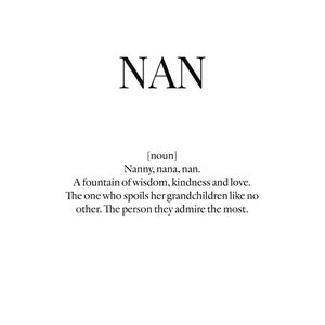 Personalised Nan Definition Print / Personalised Nan Poster ...