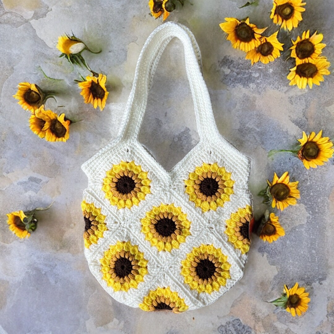 Crochet Sunflower Purse Sunflower Bag Crochet Handbag Crochet Purse ...