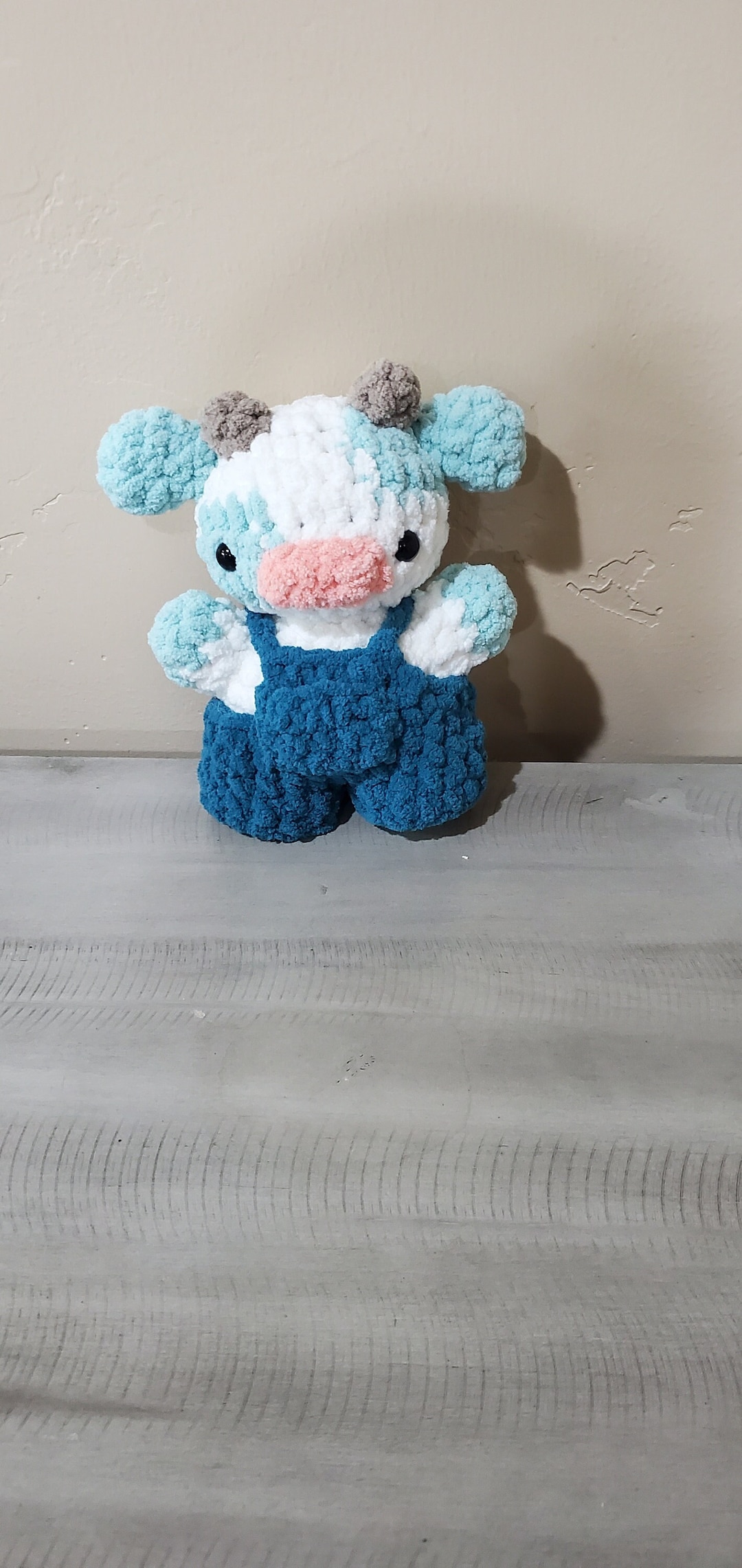 Handmade Cow Plushie With Overalls Amigurumi Stuffed Animal - Etsy