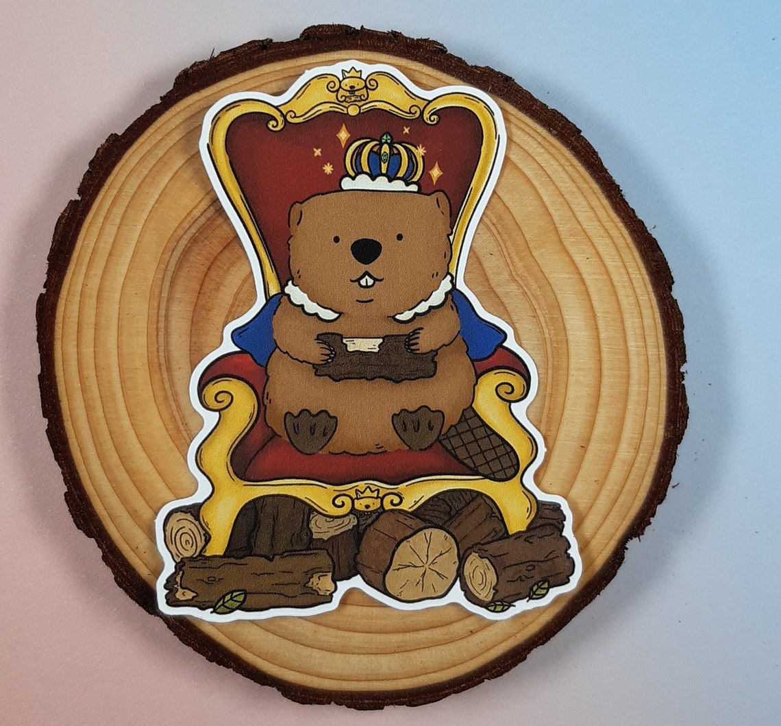 Beaver King Sticker 10x7cm Gloss Vinyl Sticker Magical Animal - Etsy