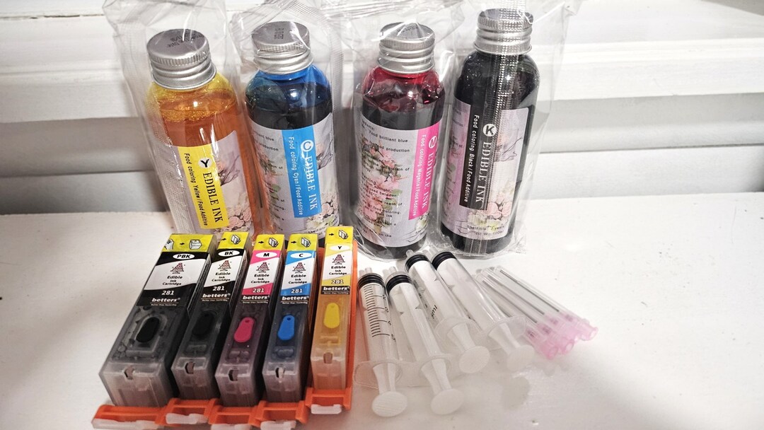 Edible Ink Bundle Set (refill 4 * 100ml Bottles & PGI280 / CLI281 ...