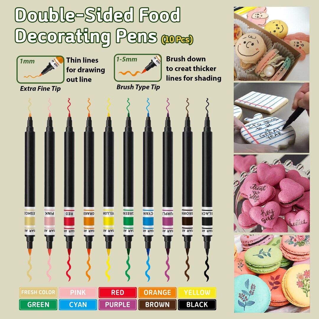 Edible Food Coloring Pens: Double-ended Cookie & Cake Markers - 10 Pcs ...