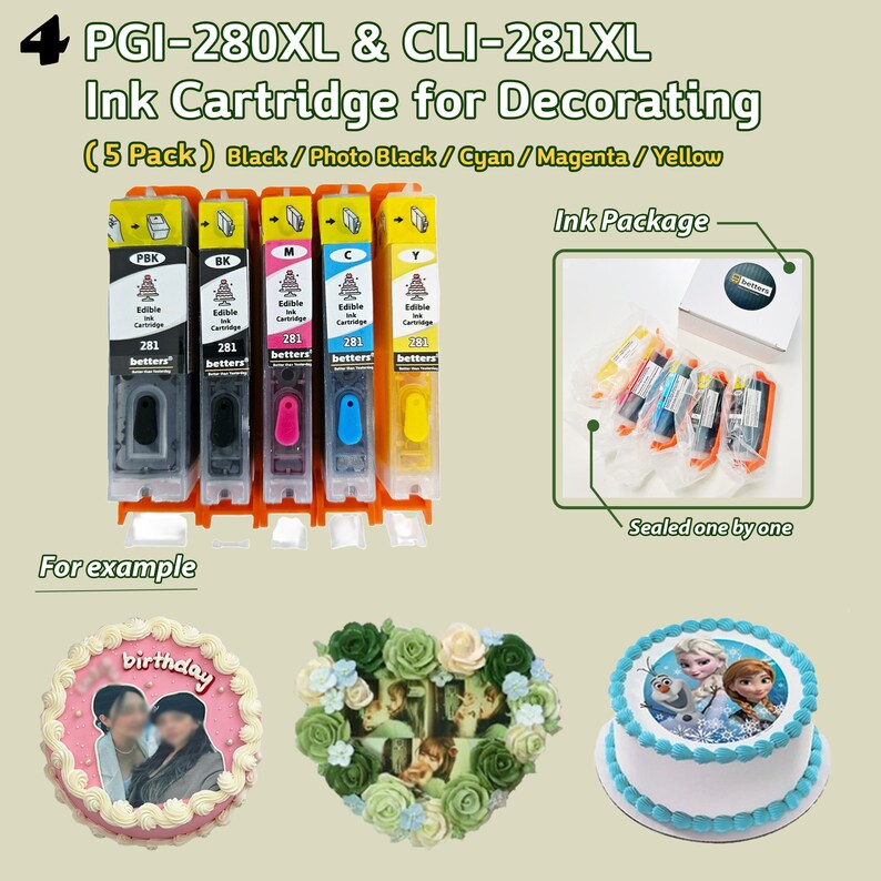 New Edition) Edible Printer Set- Ink & Sugar Frosting 25 Sheets, Food ...