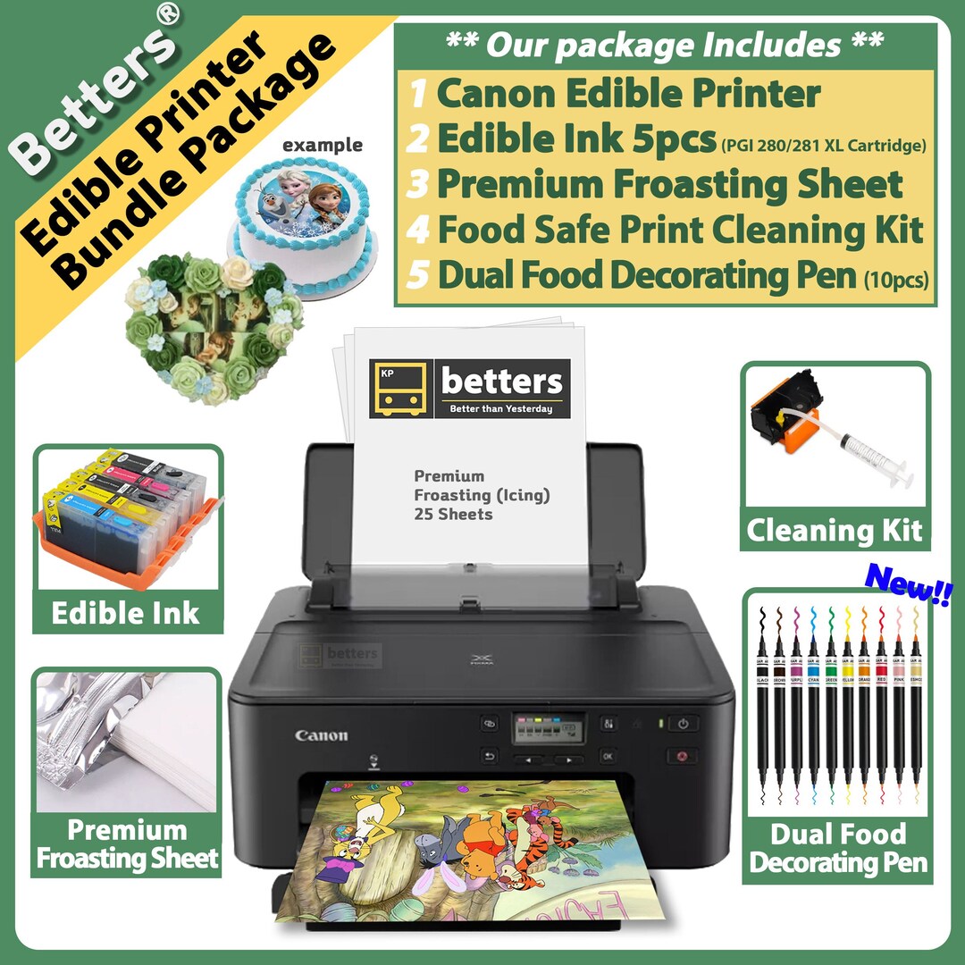 Betters® EDIBLE Printer Set Edible Ink Cartridge & Premium Sugar ...