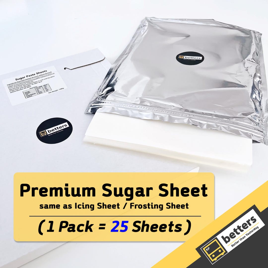 Edible Premium Sugar Frosting Sheets 25 Pack A4 Size 8.5x11 Icing ...