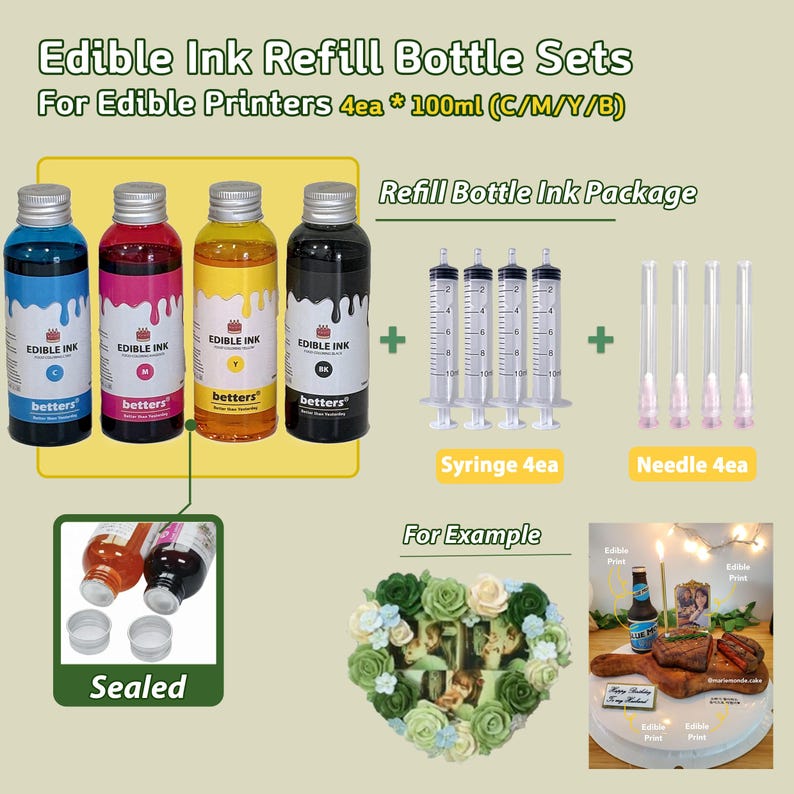 Canon Edible Ink Bundle – 4 Bottles + PGI-280 & CLI-281 Cartridges for ...