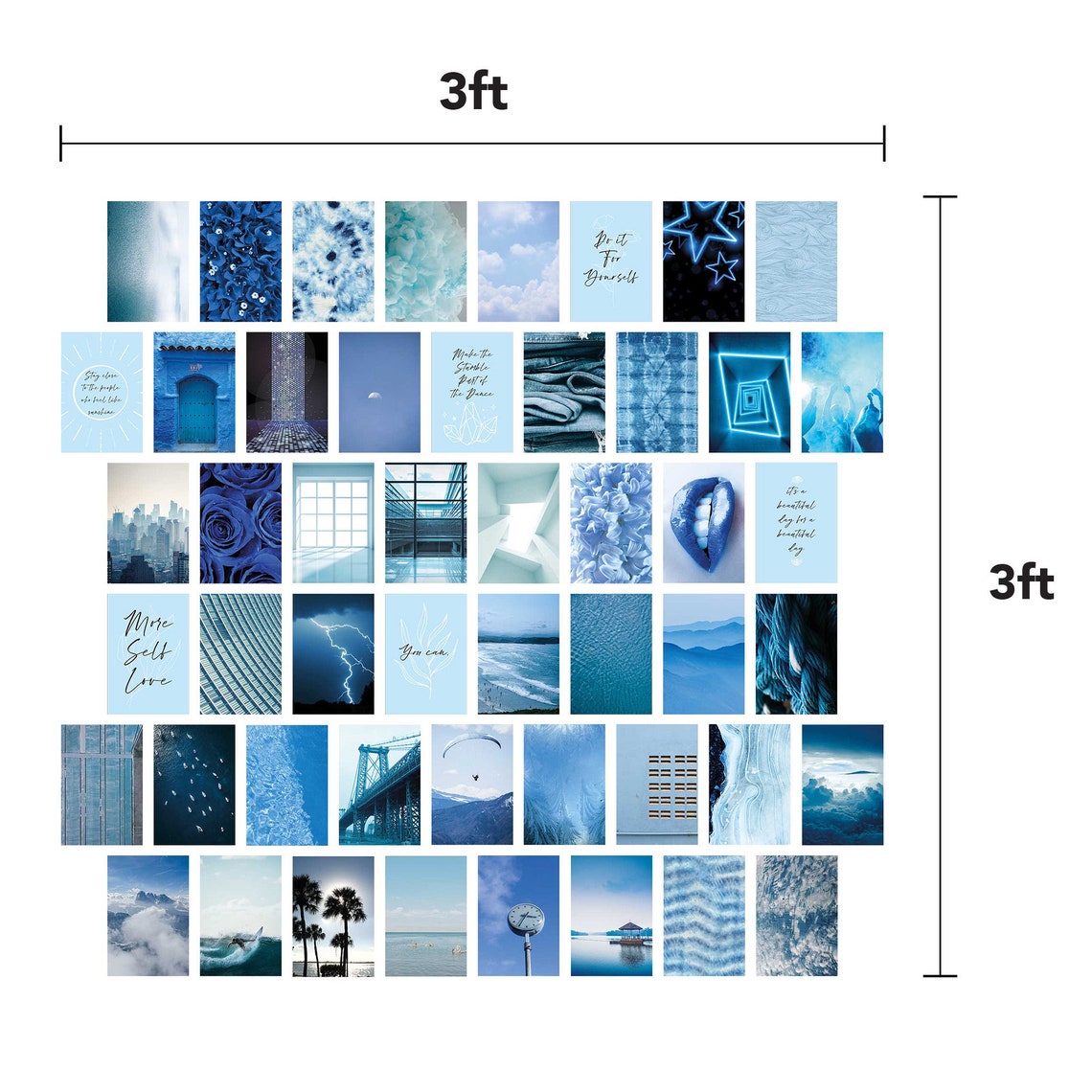 Blue Collage Kit Wall Decor 50 Pcs 4x6 Wall Art for Bedroom | Etsy