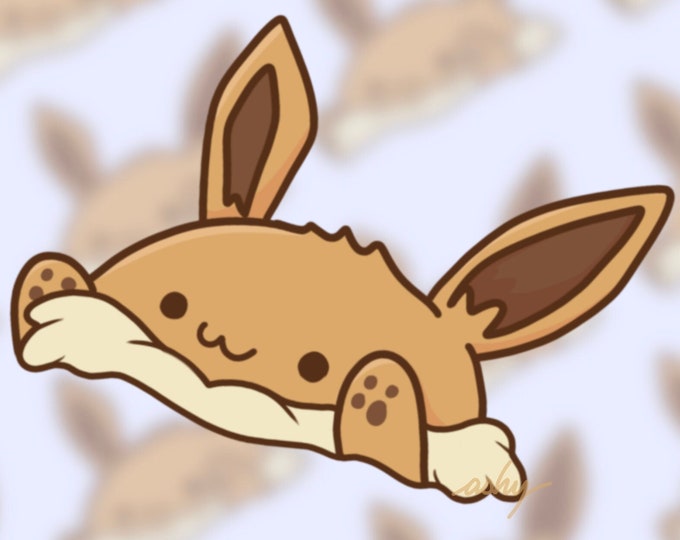 Eevee Bongo Cat Vinyl Sticker | Waterproof, Fade Proof, Weather Proof ...