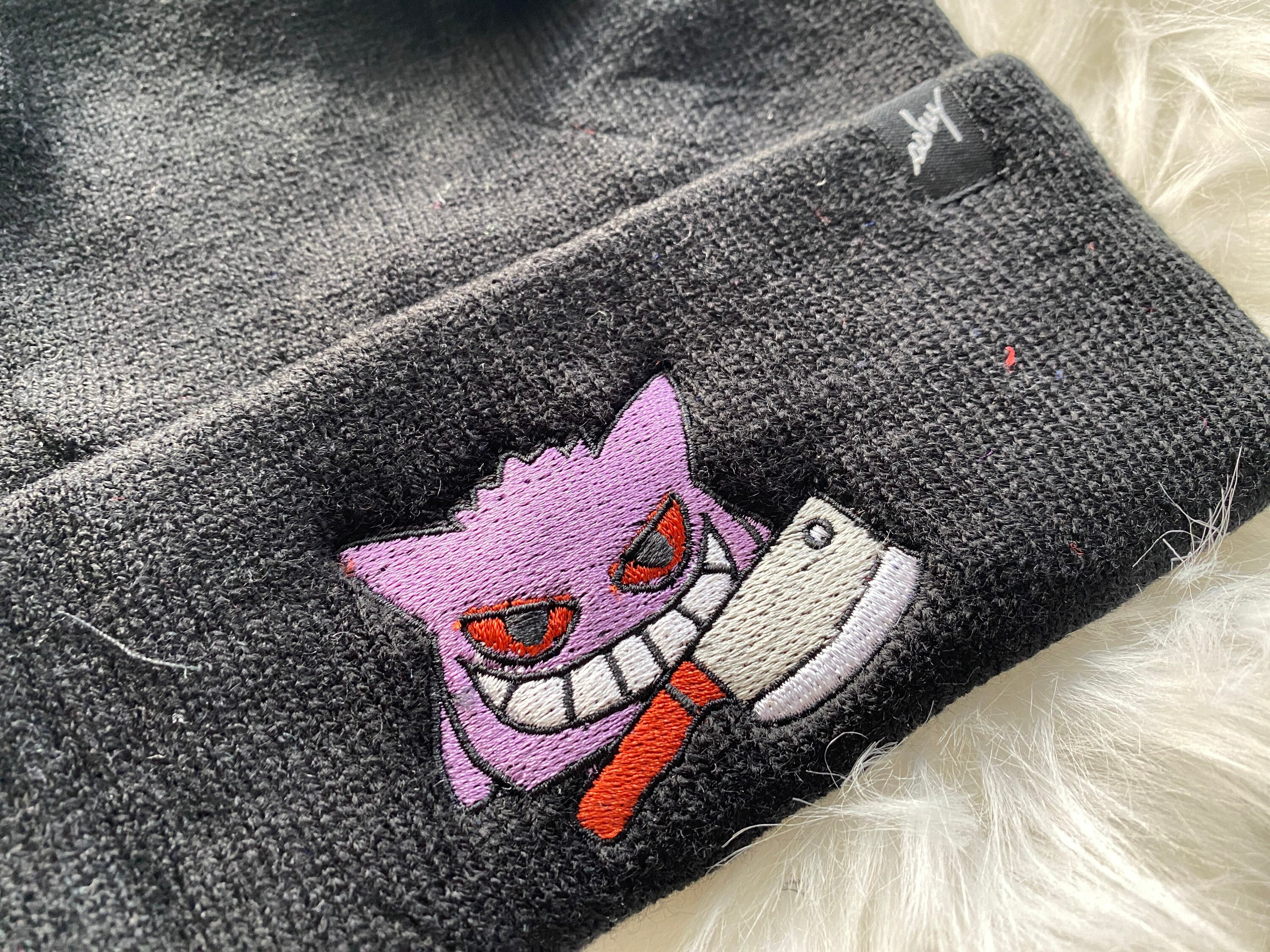 Gengar Embroidered Cuffed Knit Beanie | Pokemon | Dark Type | Knife ...