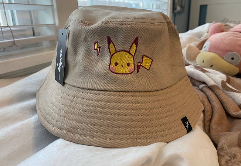 Pikachu Embroidered Bucket Hat Pokemon Electric Type - Etsy