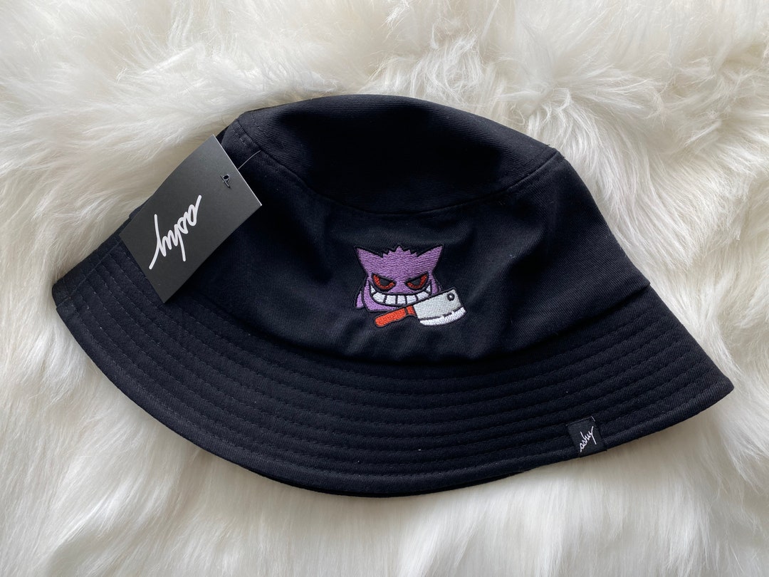 Gengar Embroidered Bucket Hat | Pokemon | Dark Type | Knife Machete ...