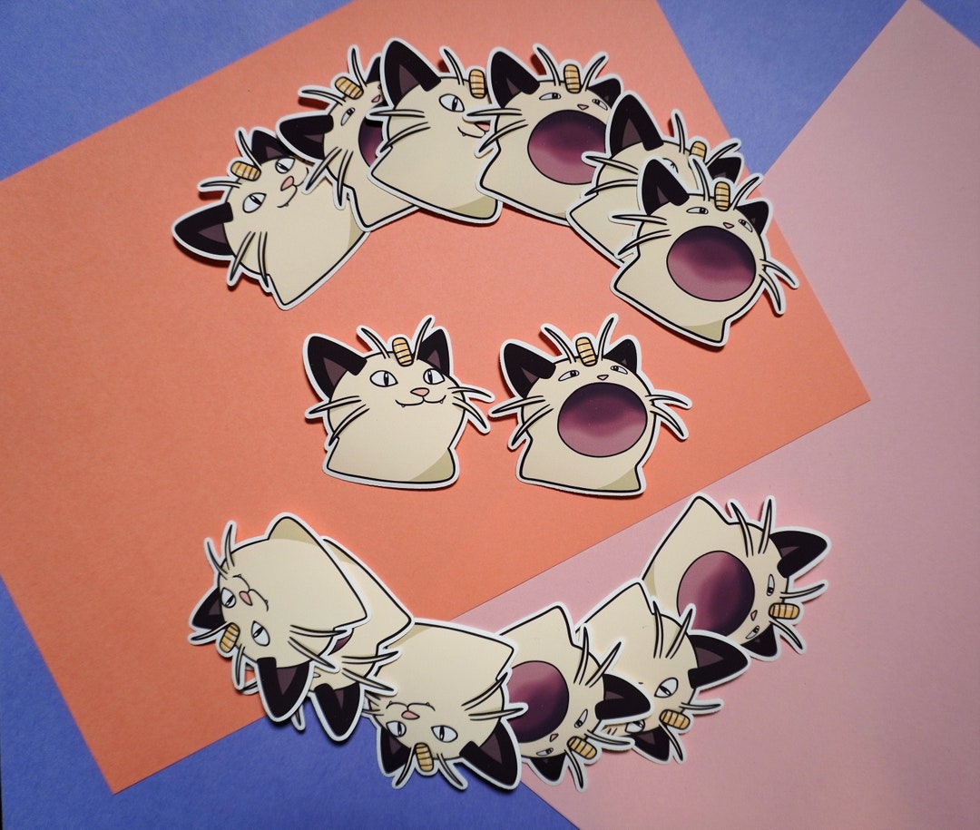 Meowth Pop Cat Vinyl Sticker Set | Cute Christmas or Birthday Gift ...