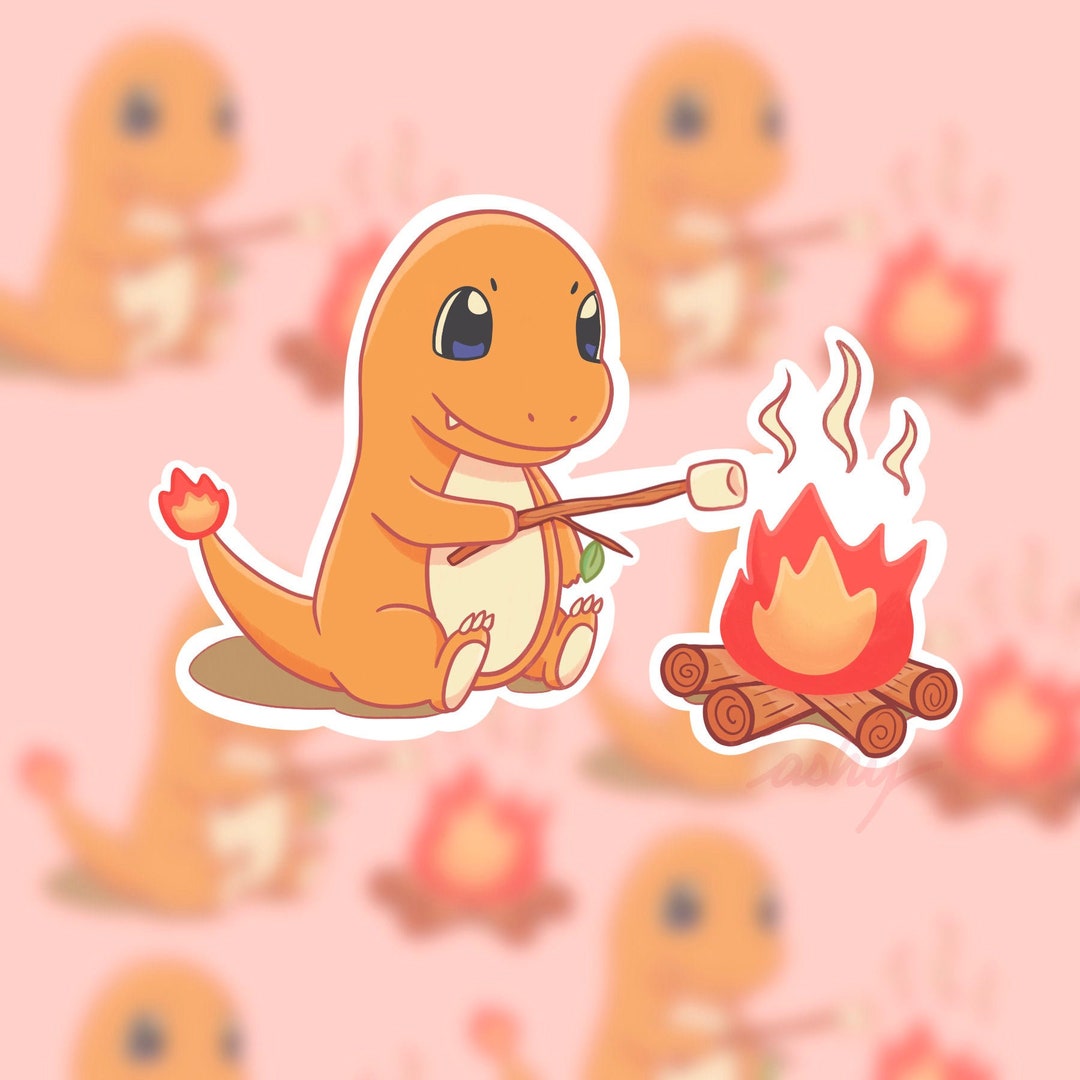 Charmander Vinyl Sticker Campfire Sticker Cute Christmas or Birthday ...