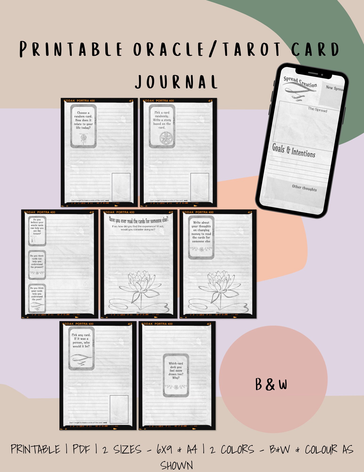 Oracle Card Worksheet Oracle Card Reading Witch Journal - Etsy