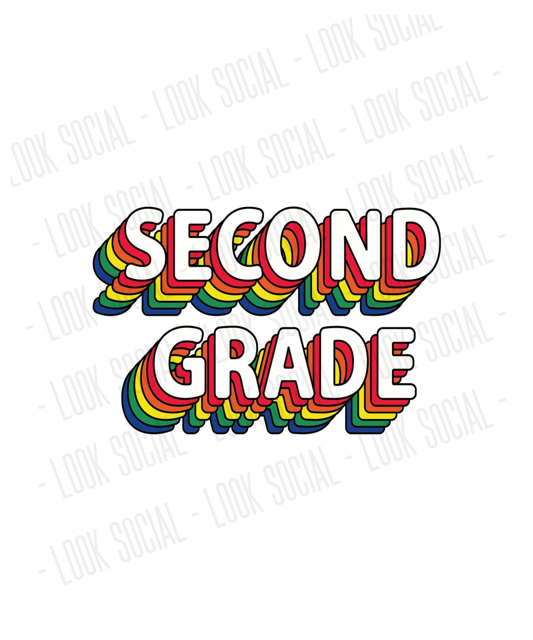 Second Grade SVG JPG PNG Digital File Vector File Rainbow 2nd Grade ...