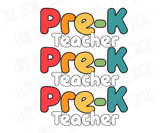 Pre-k PNG JPG SVG Digital Vector File Teacher Shirt Rainbow | Etsy