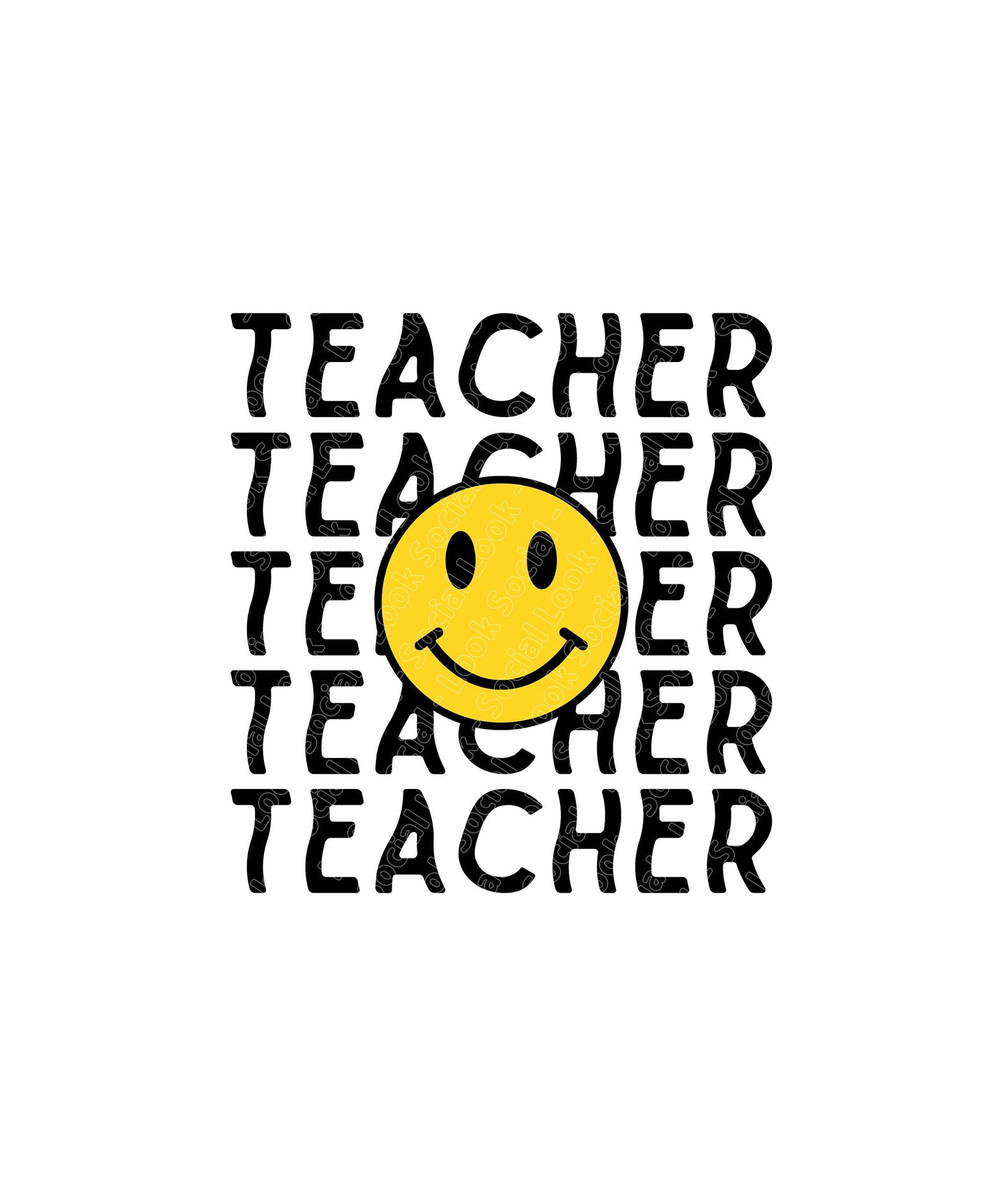 Smiley Face Teacher JPG SVG PNG Vector File Digital Trendy - Etsy