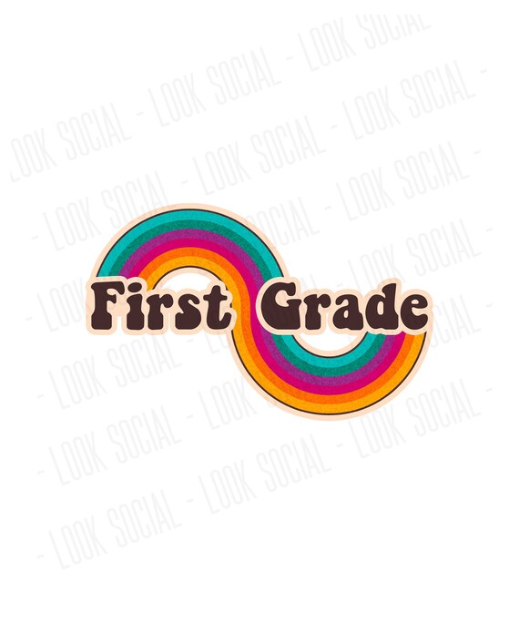 First Grade PNG SVG JPG Digital Vector File Rainbow Retro - Etsy