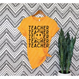 Smiley Face Teacher PNG SVG JPG Digital File Vector File Trendy Teacher ...