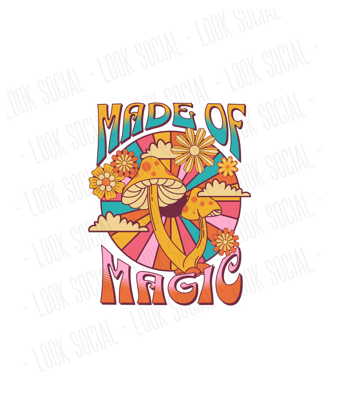 Made of Magic SVG PNG JPG Digital Vector File Mushroom 70s Design Retro ...