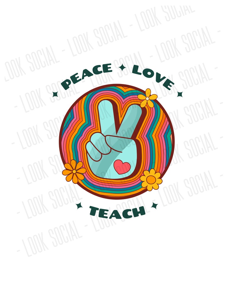 Peace Love Teach PNG JPG SVG Vector File Digital File Cute - Etsy