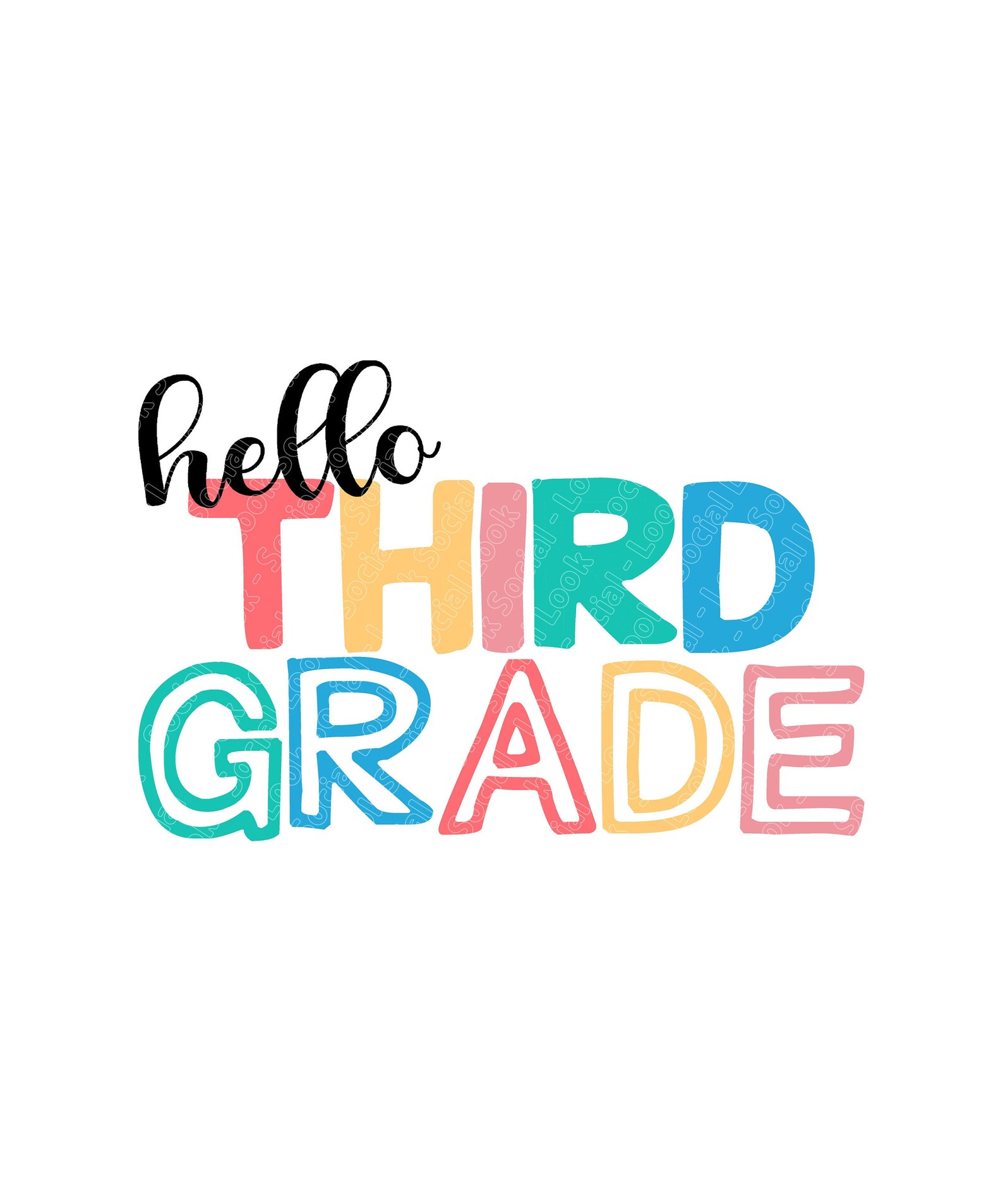 Hello Third Grade SVG JPG PNG Digital File Vector File 3rd - Etsy