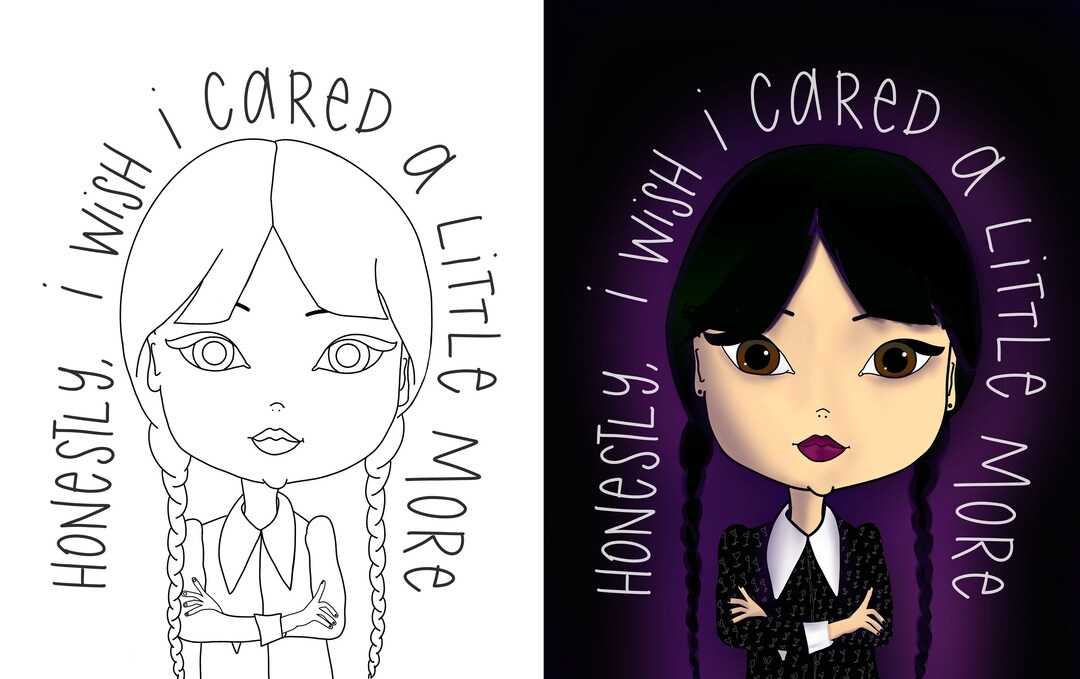 Dibujos de Wednesday Adams para colorear de ProCreate - Etsy España