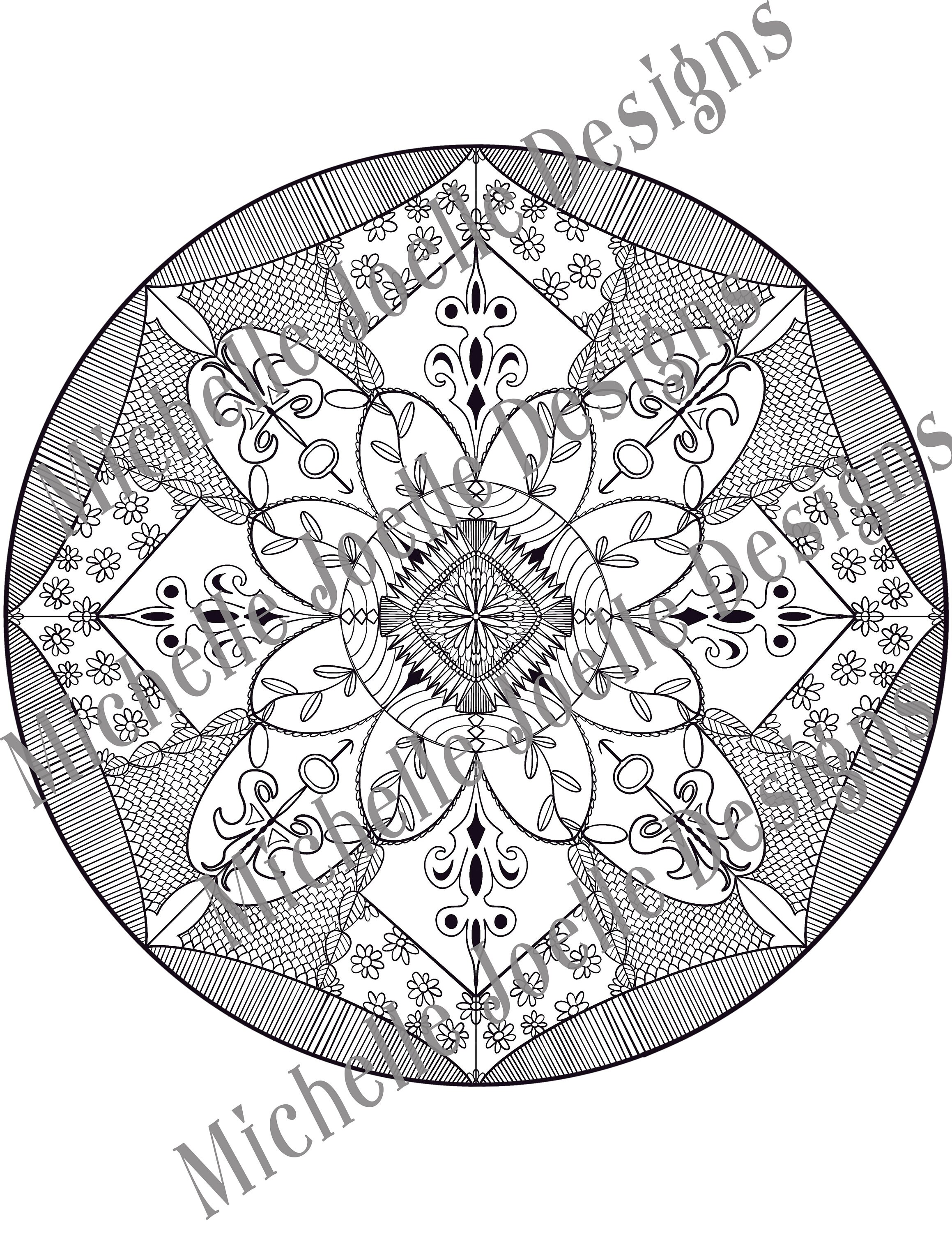 Printable Adult Coloring Pages Book, Mandela Madness by MJD - Etsy Canada