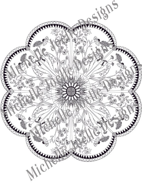 Printable Adult Coloring Page Mandela Madness Page 3 by MJD | Etsy