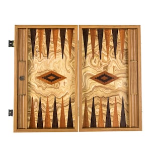 Backgammon, Olive Wood Backgammon, Deluxe Collection With Side Racks, Medium Size - Etsy