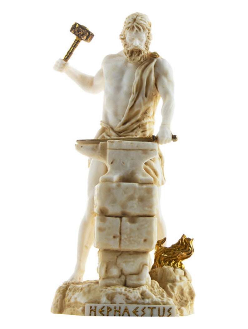 Hephaestus Statue, Greek God of Fire, Alabaster Sculpture - Etsy