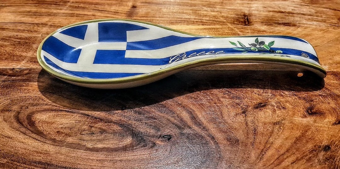 Spoon Rest, Greek Flag, Ceramic Handmade Spoon Rest - Etsy